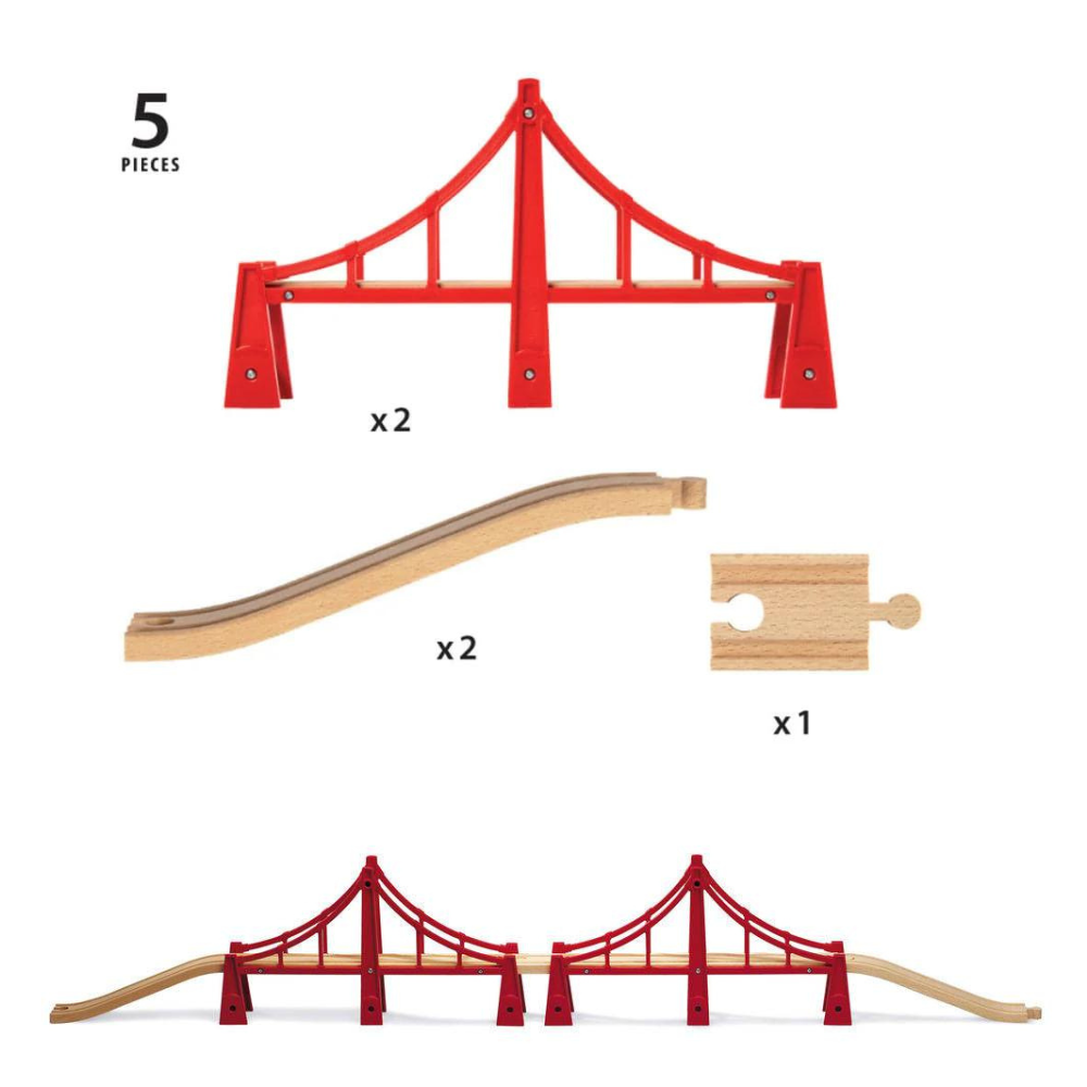 BRIO DOUBLE SUSPENSION BRIDGE, 5 PIECES - Tolly Toys