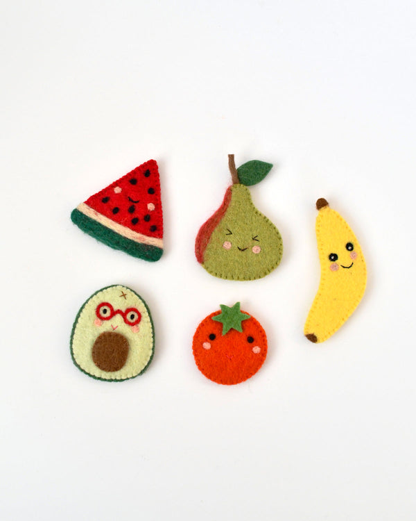 TARA TREASURES FELT FRUIT FINGER PUPPET SET - Tolly Toys