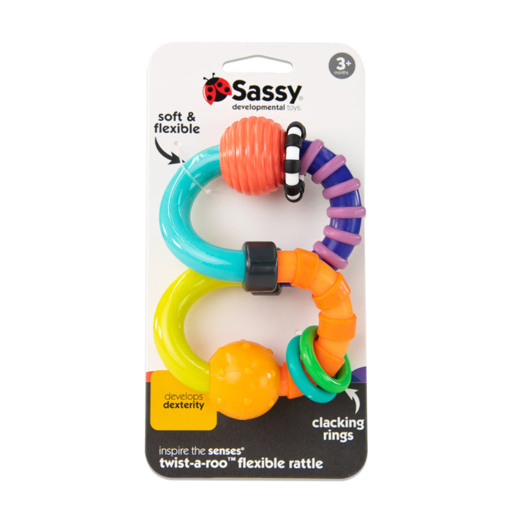 SASSY TWIST-A-ROO FLEXIBLE TEETHER RATTLE - Tolly Toys