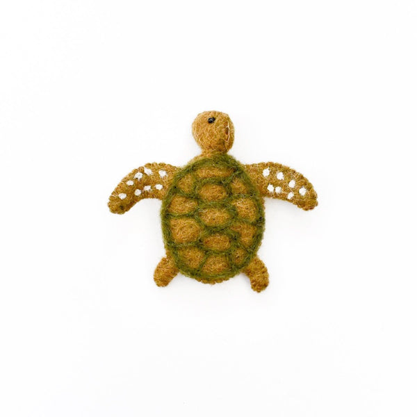 TARA TREASURES FELT FINGER PUPPETS GREEN SEA TURTLE - Tolly Toys