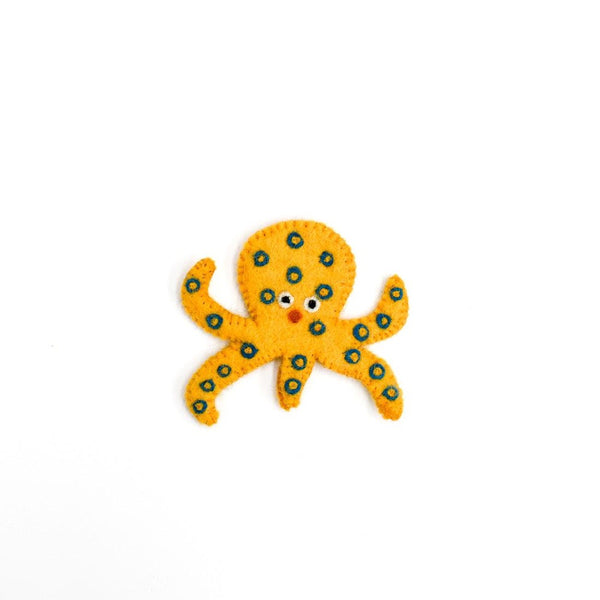 TARA TREASURES FELT FINGER PUPPETS BLUE RINGED OCTOPUS - Tolly Toys